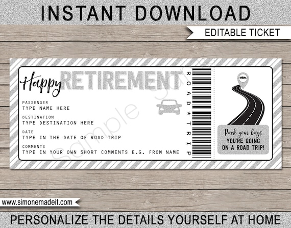 Retirement Road Trip Reveal Printable Template - Surprise Road Trip ...