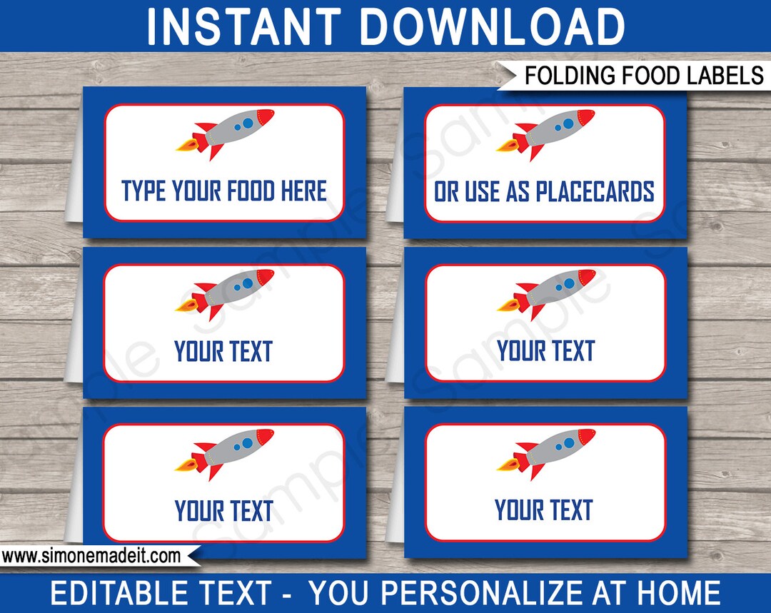 Space Party Food Labels Template - Outer Space Theme Birthday ...