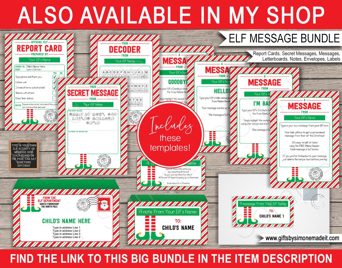 Elf Secret Message Printable Template Santa Elf Behavior - Etsy