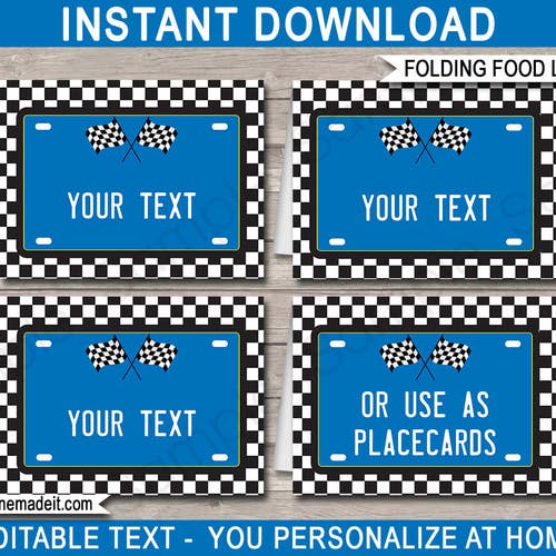 Race Car Food Labels Racing Birthday Party Party Supplies - Etsy