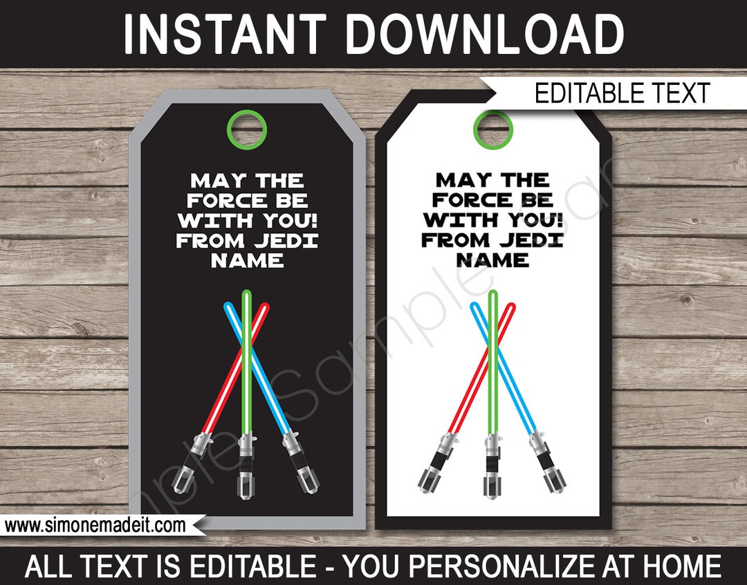 Star Wars Party Favor Tags: Editable Text Template (instant Download ...