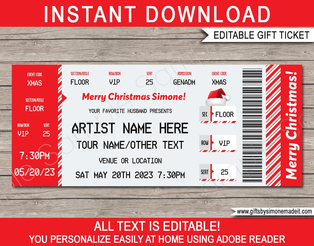 Christmas Concert Ticket Template Gift Certificate Voucher Coupon ...