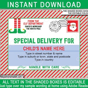 Elf Mail Labels Template - Printable Extra Large Christmas Shipping ...
