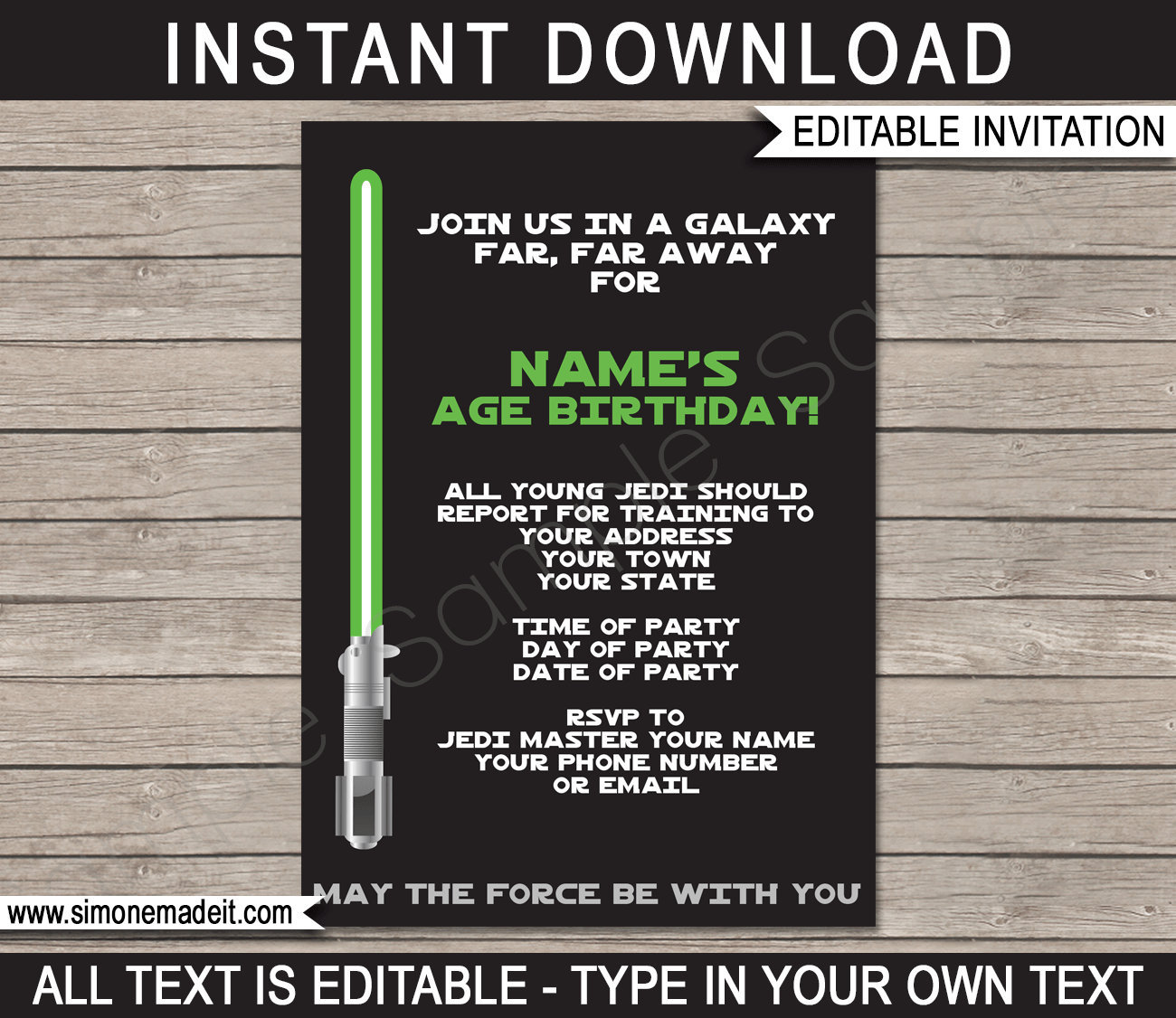 Star Wars Birthday Party Invitation Printable Template | Etsy