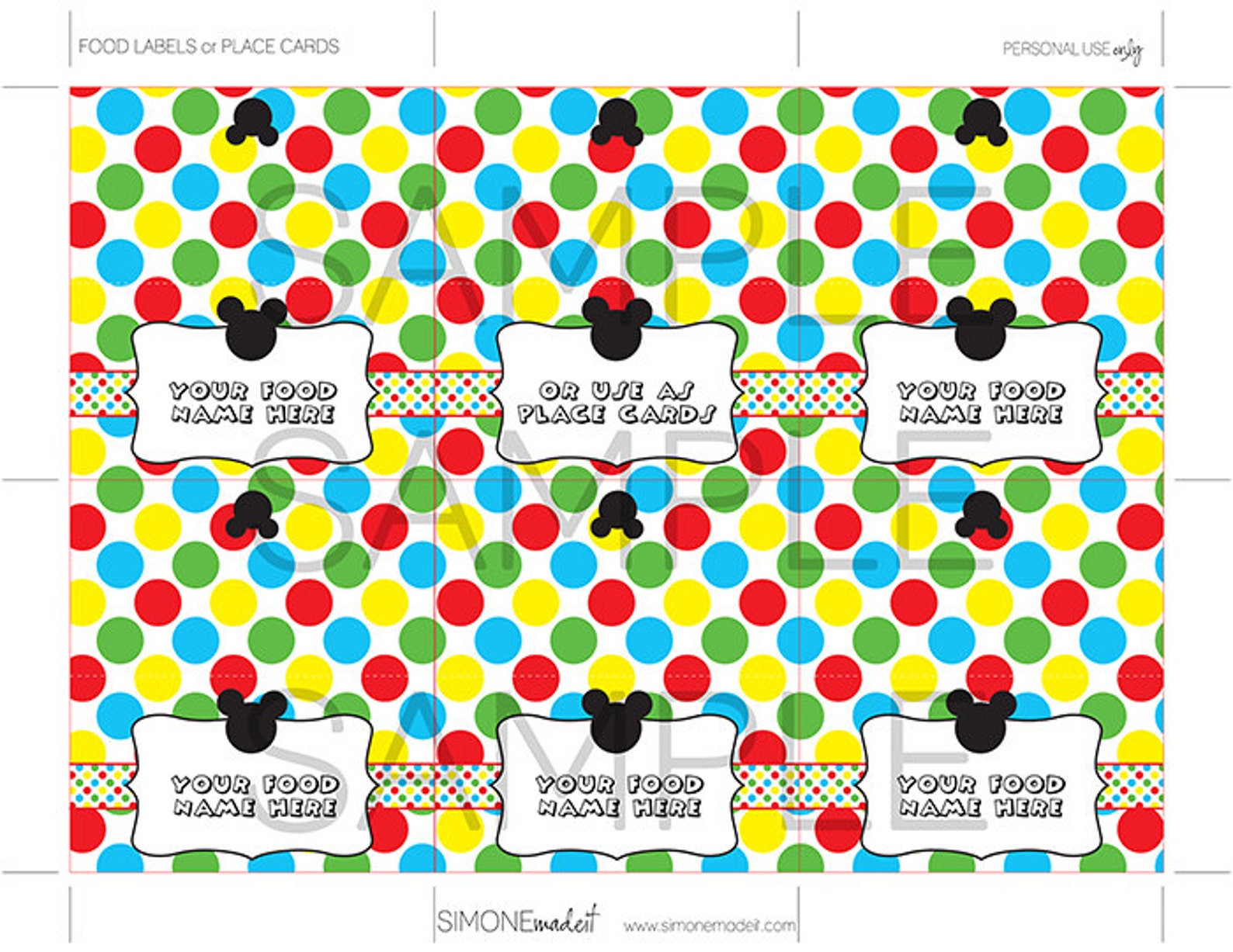 Mickey Mouse Food Labels Template Printable Birthday Party Theme ...