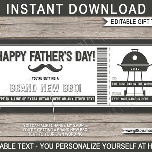 BBQ Voucher Coupon Template - Printable Fathers Day Gift Certificate ...