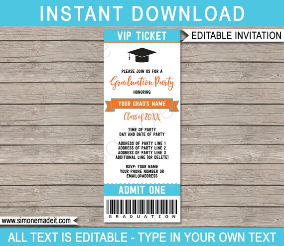 Graduation Ticket Invitation - Graduation Party - Grad Invite ...