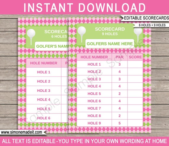 Pink Golf Scorecard for 9 & 6 Holes INSTANT DOWNLOAD - Etsy