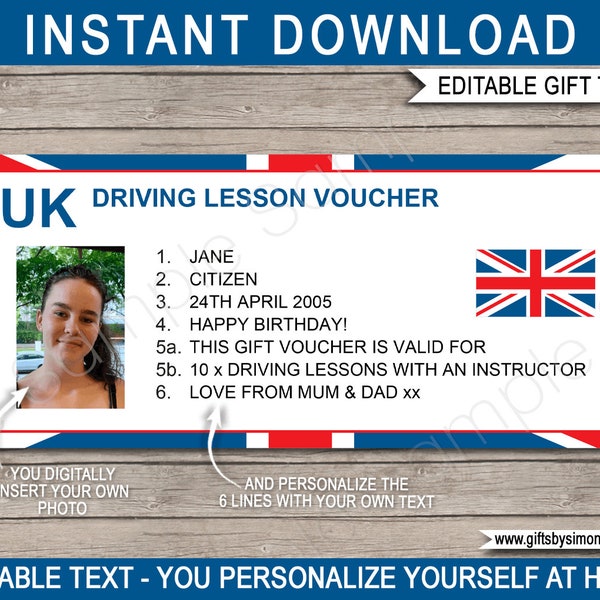 Driving Lesson Voucher - Etsy UK