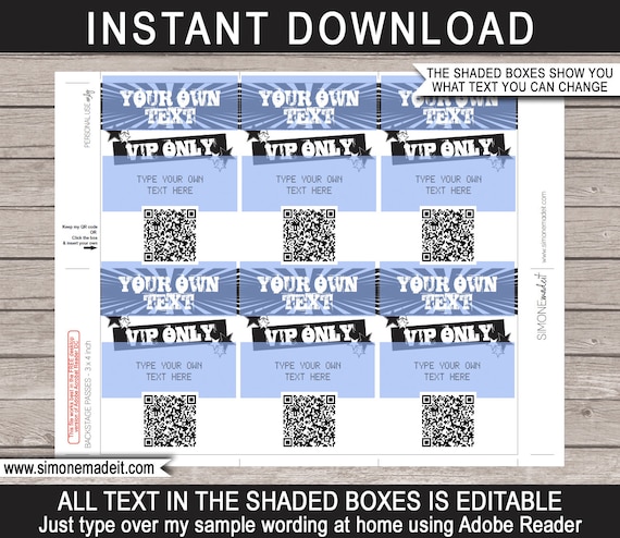 Backstage Pass Template Printable