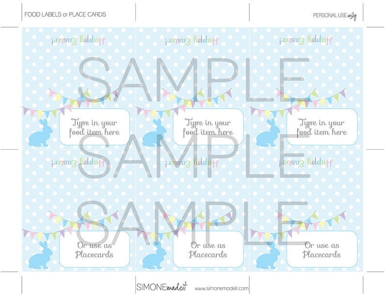 Easter Food Labels Easter Theme Easter Buffet Food Tags | Etsy