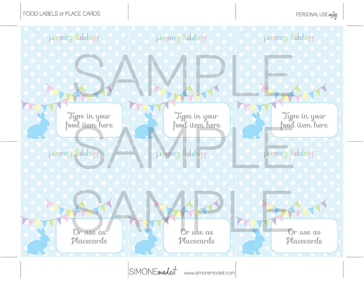 Editable Easter Food Labels: Printable Buffet Placecards (instant ...