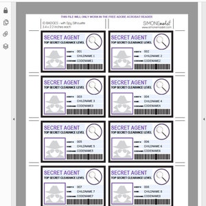 Spy Birthday Party Printables Secret Agent Badge Printable ID Badge ...