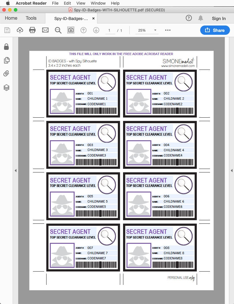 Secret Agent Badge Template Free Printable - FREE Templates