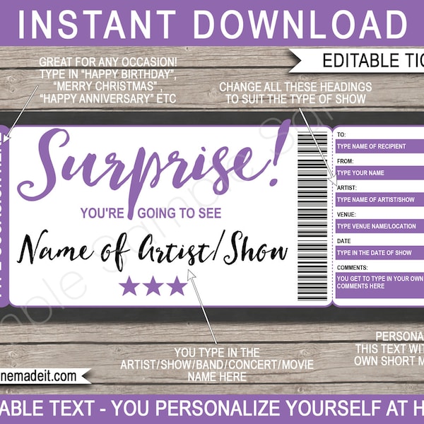 Movie Ticket Thank You Template - Etsy