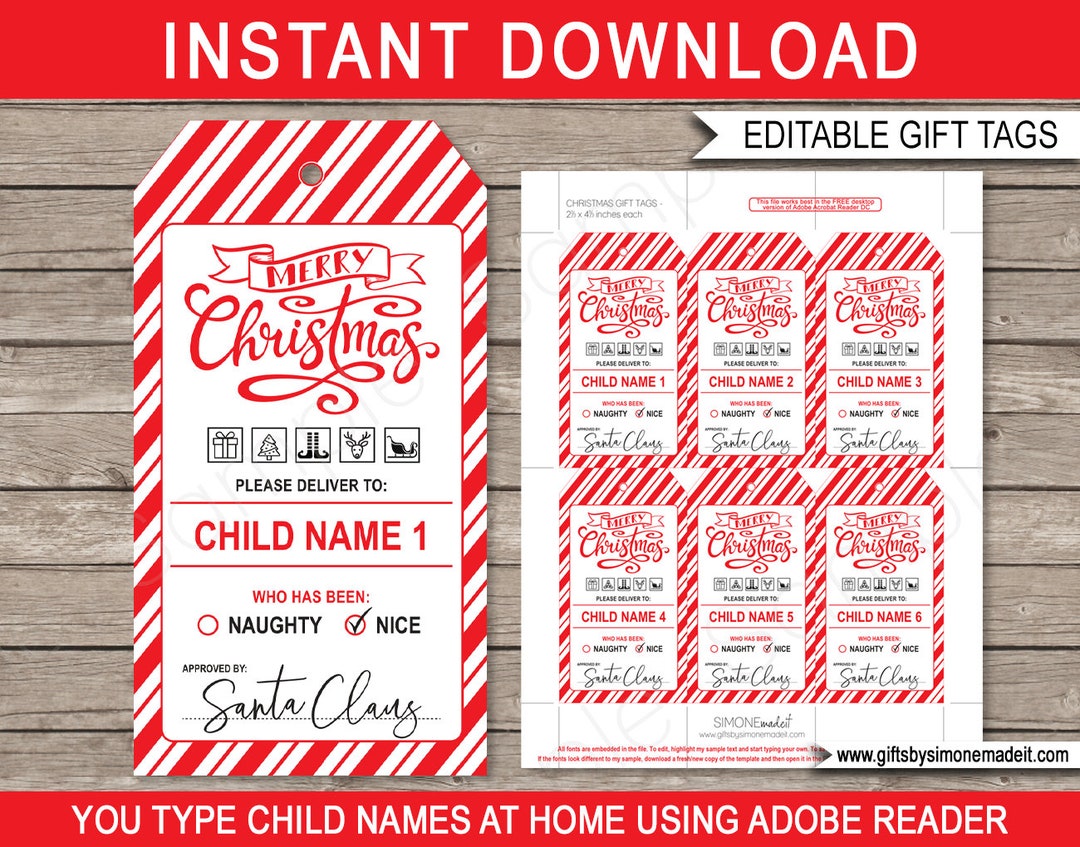 Santa Gift Tags: Editable Christmas Printable (instant Download) - Etsy