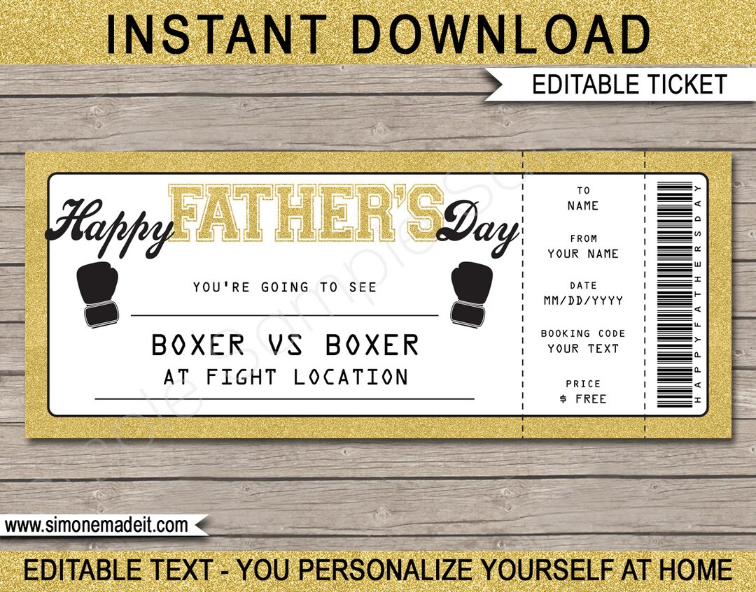 Boxing Ticket Gift Voucher Fathers Day Fight - Surprise Boxing Match ...