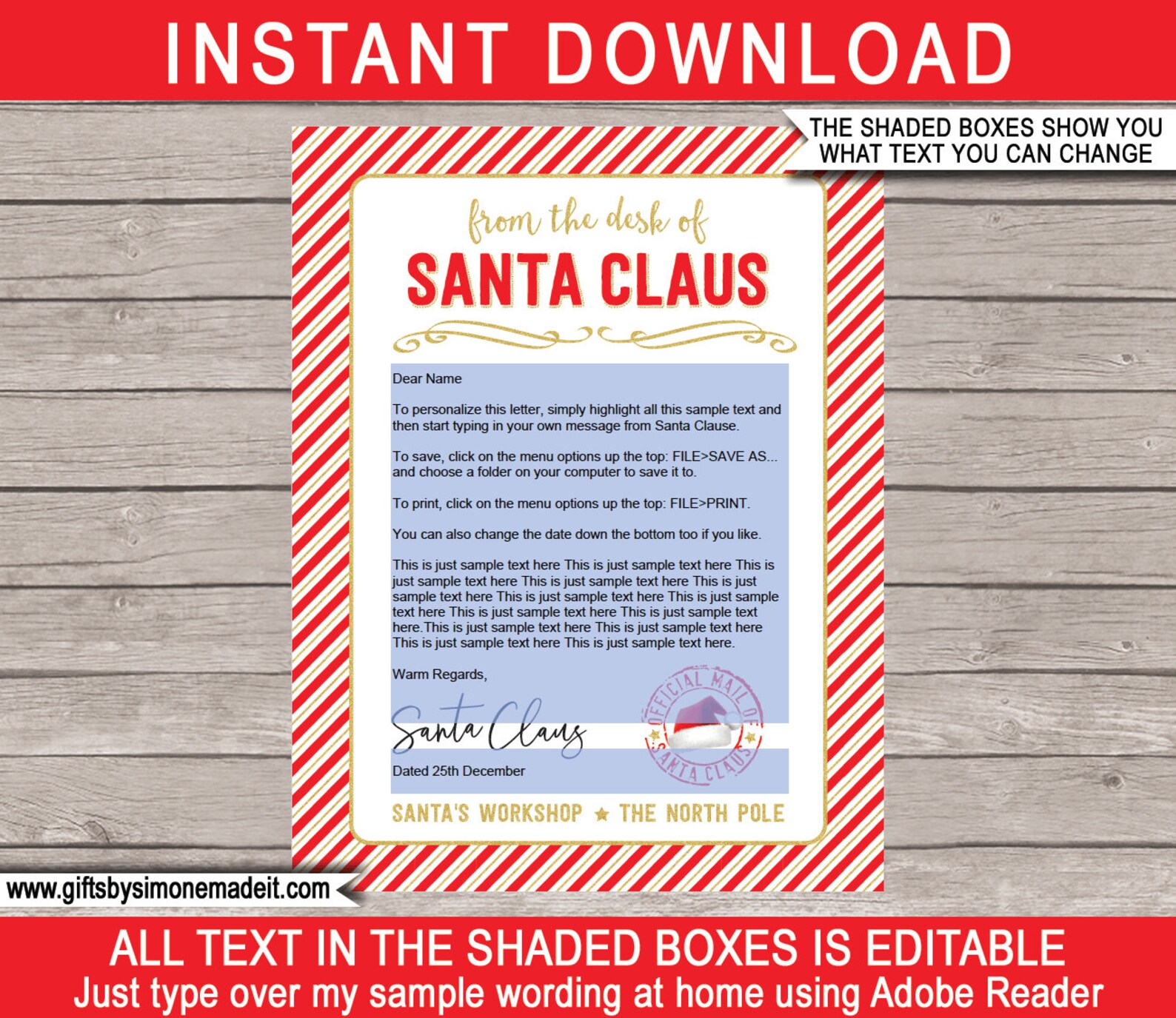 Printable Letter From Santa & Envelope Labels Template From - Etsy