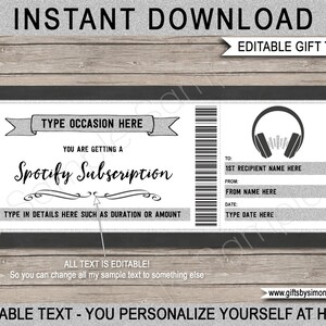 Music Subscription Gift Card Voucher Certificate Template - Online ...