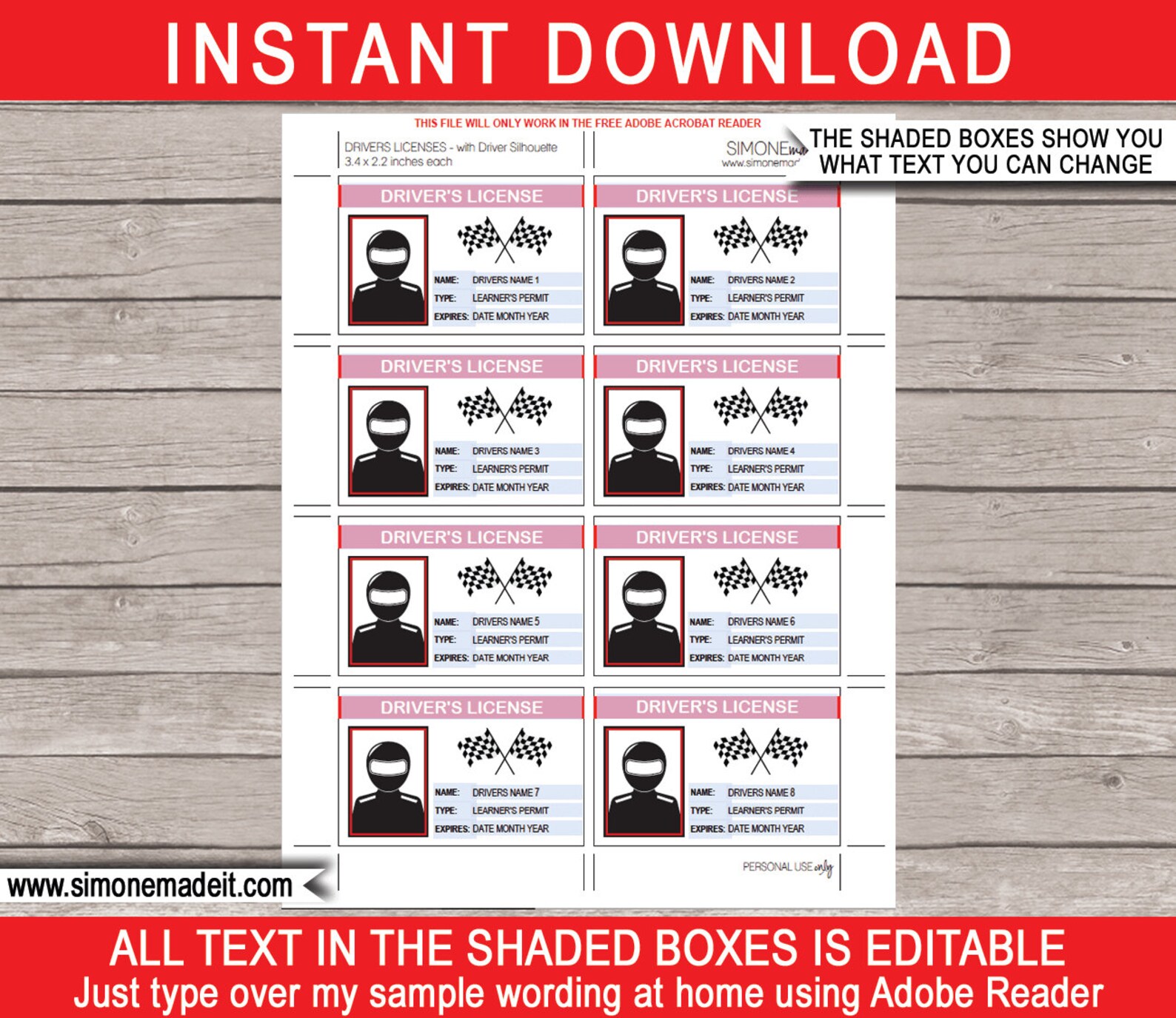 Race Car Drivers License Birthday Party Decorations or Favors - Etsy