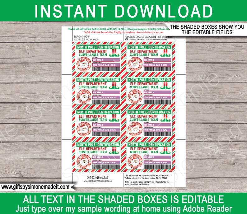Elf ID Card Printable Template Mini Elf License Badge - Etsy Canada