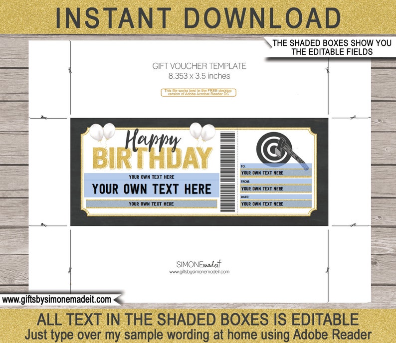 Axe Throwing Ticket Template Birthday Printable Gift - Etsy
