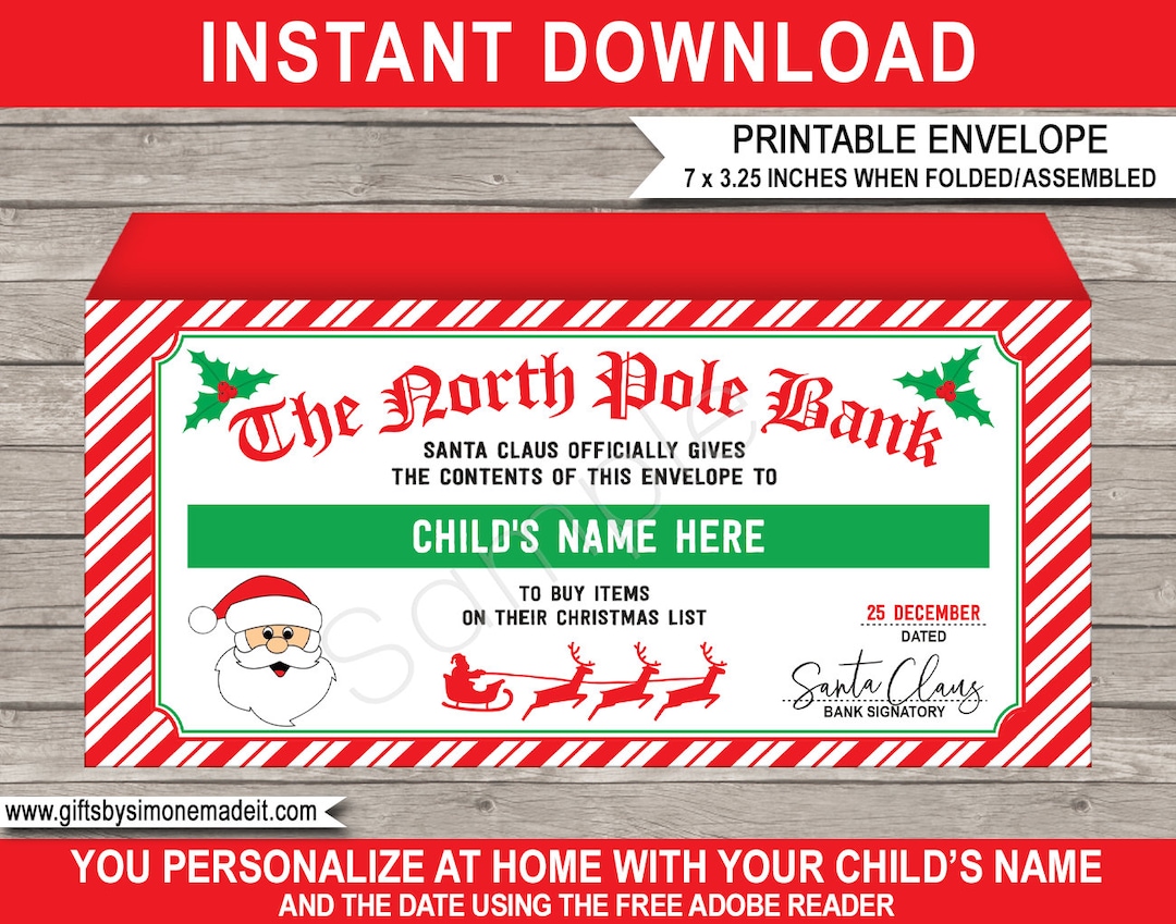 Santa Money Envelope Template - Printable Christmas Cash Gift Wallet ...