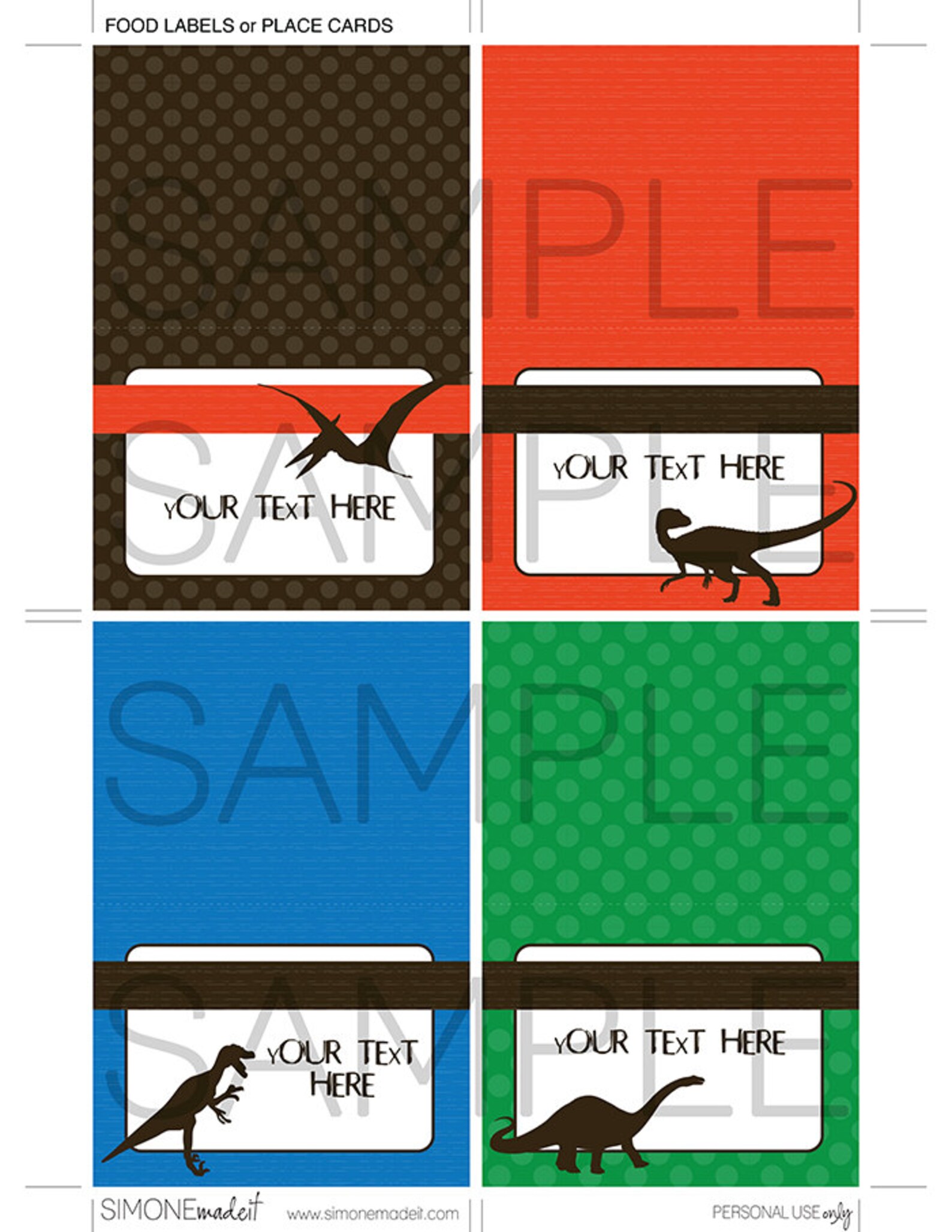 Dinosaur Food Labels Buffet Tags Tent Cards Party - Etsy