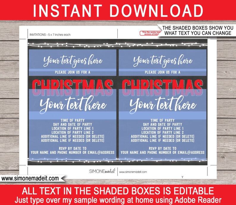 Editable Christmas Party Invitation Template (digital Download) - Etsy
