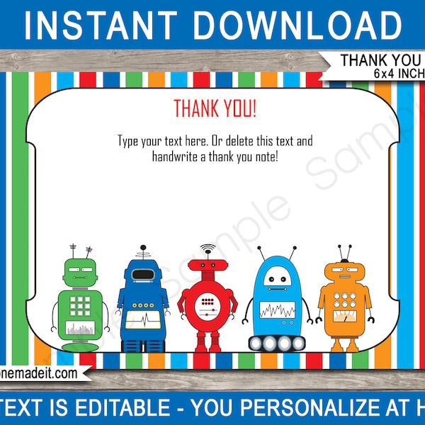 Robot Thank You Cards - Etsy