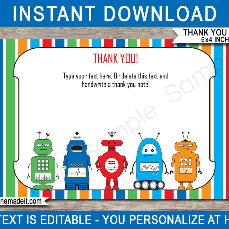Robot Thank You Cards - Etsy