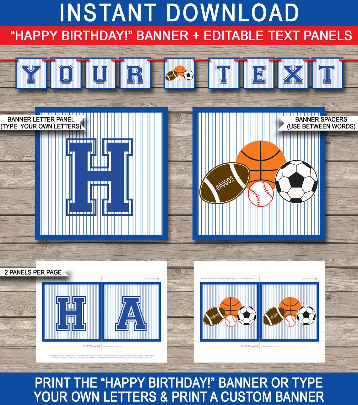 Sports Party Banner Happy Birthday Banner Custom Banner - Etsy