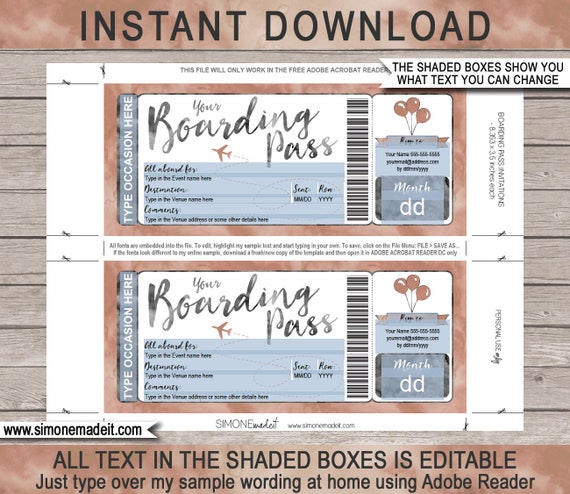 Boarding Pass Invitations Template