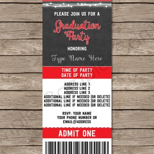 Red Graduation Party Invitations & Decorations Template Bundle - Any ...