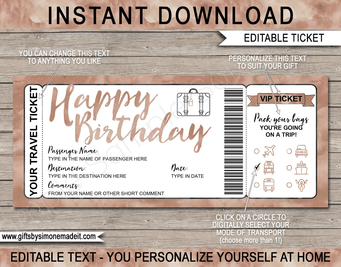 Paper travel voucher Weekend Getaway gift Birthday Trip Away trip gift ...