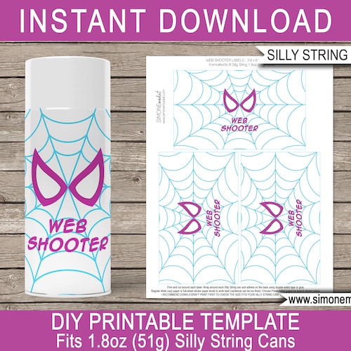 Spiderman Web Shooter Silly String Labels Printable Template - Etsy