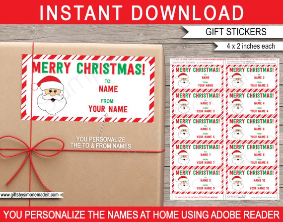 Christmas Gift Labels Template Printable Stickers Tags - Etsy