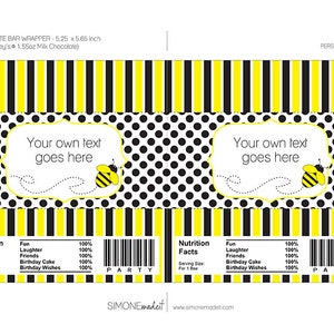 Bee Candy Bar Wrappers Template - Printable Birthday Party Favors ...