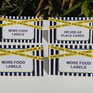 Police Food Labels Template - Printable Detective Theme Birthday Party ...