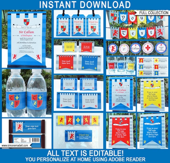 Knight Party Templates with Invitation - Printable Medieval Theme ...