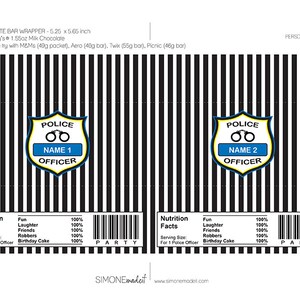 Police Candy Bar Wrappers Template - Printable Birthday Party Favors ...