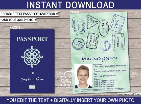 Passport Invitation Template - Printable Birthday Party Invite - Baby ...