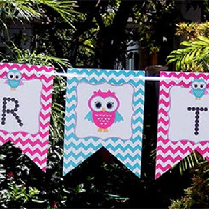Owl Banner Template - Printable Happy Birthday Party Decorations - Baby ...