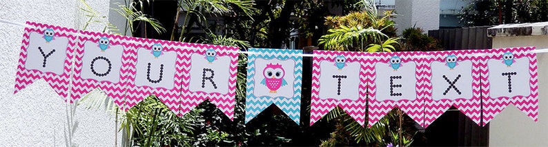 Owl Birthday Banner Template: Pink & Aqua Party Decorations (INSTANT ...