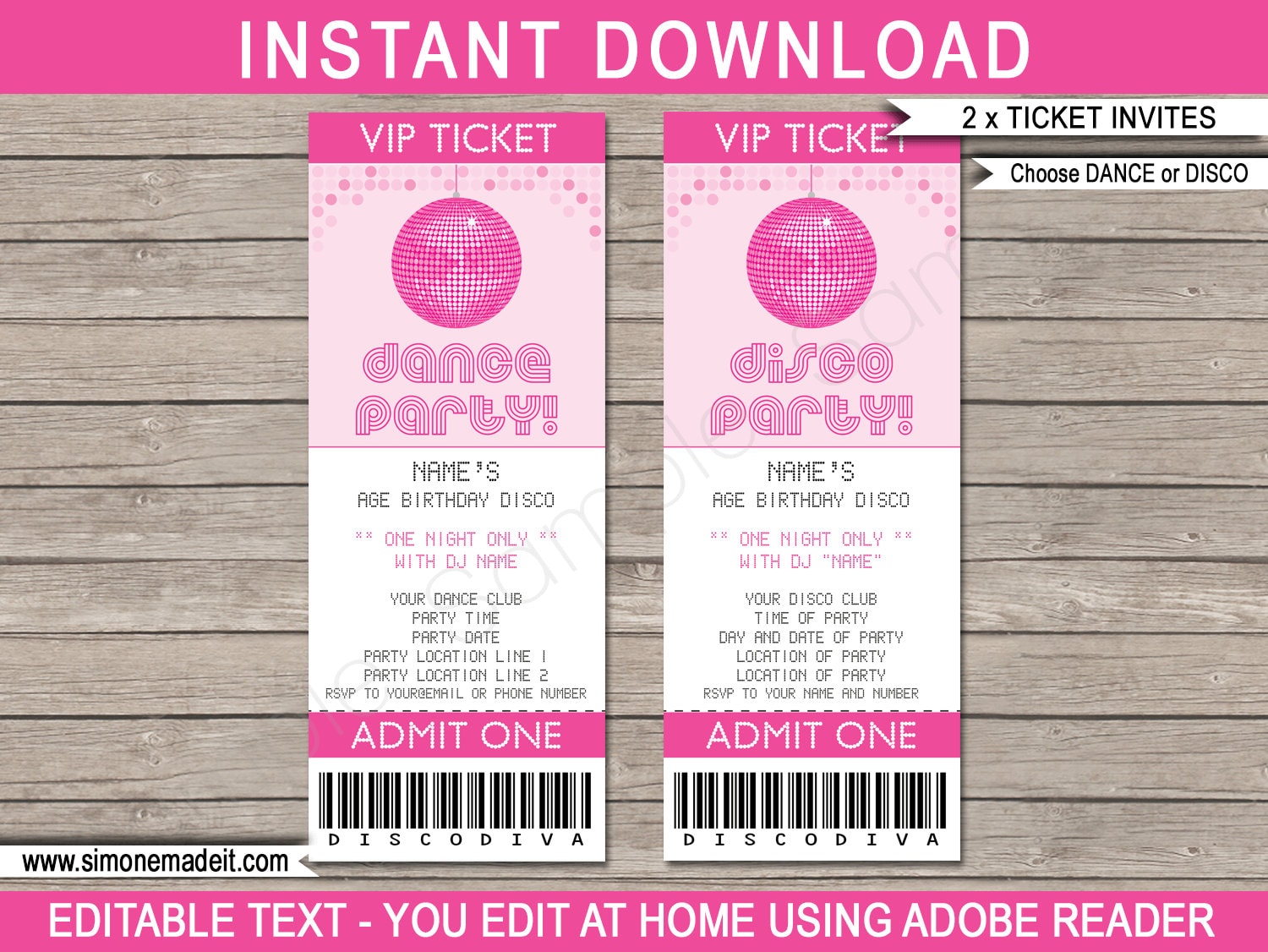 Dance Party Ticket Designs