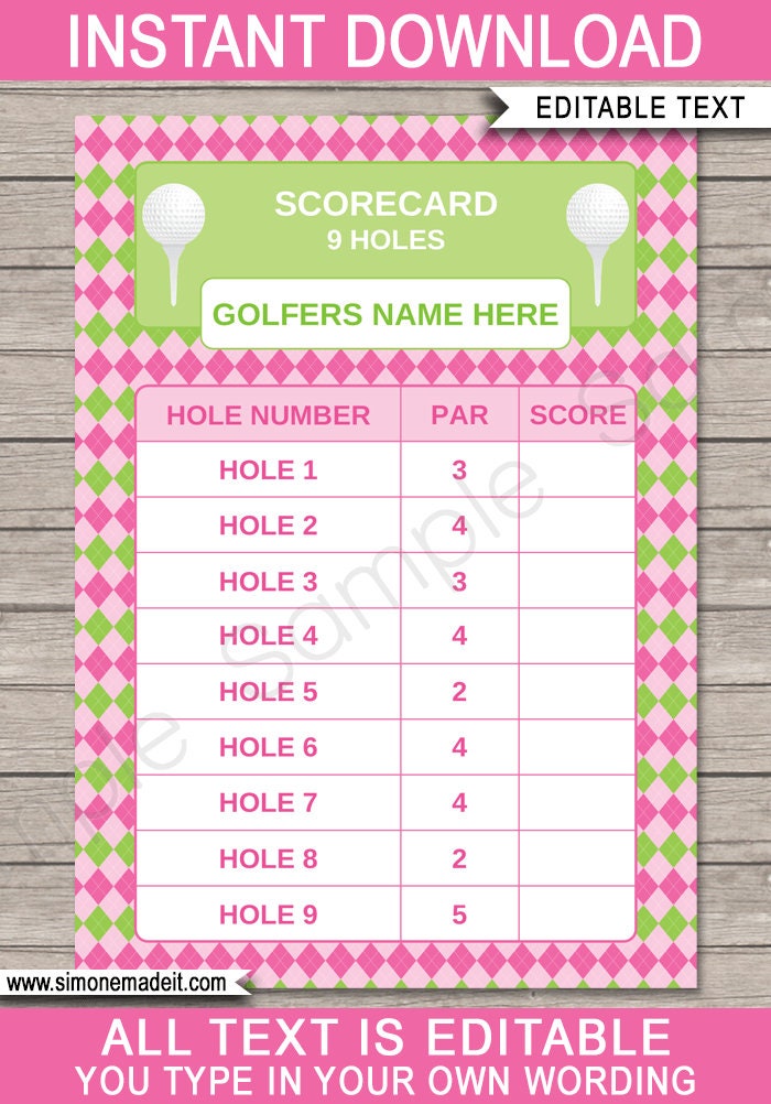 Pink Golf Scorecard for 9 & 6 Holes INSTANT DOWNLOAD - Etsy Canada