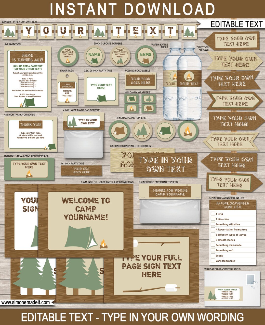 Camping Party Printables Templates - Printable Decorations & Invitation ...