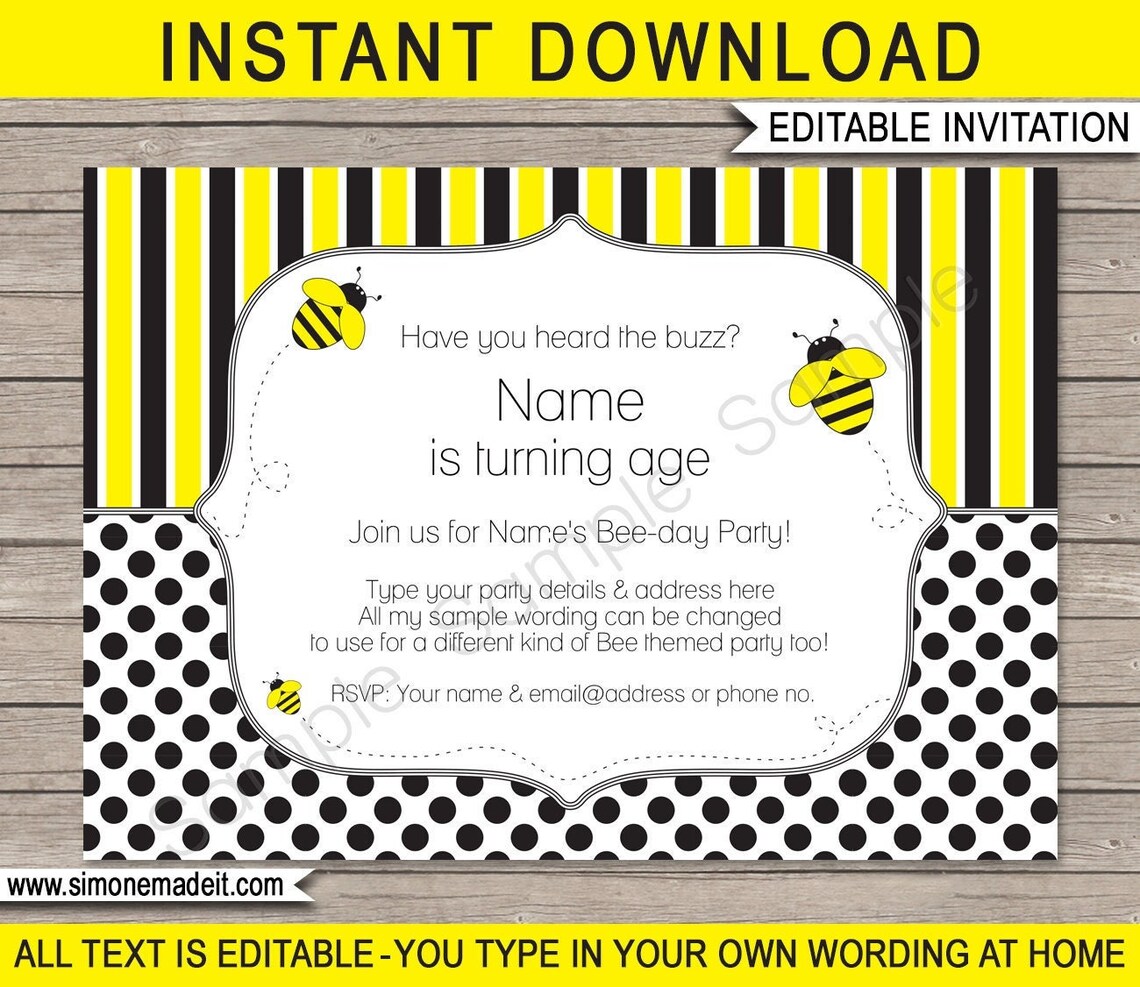 Bee Invitation Template Printable Bee Day Birthday Party - Etsy
