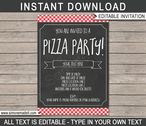 Pizza Party Invitation Template - Printable Invite - Great for a ...