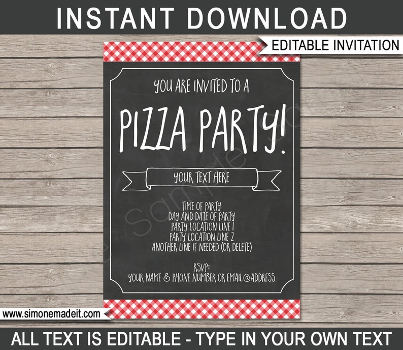 Pizza Party Invitation Template Printable Invite Great for - Etsy